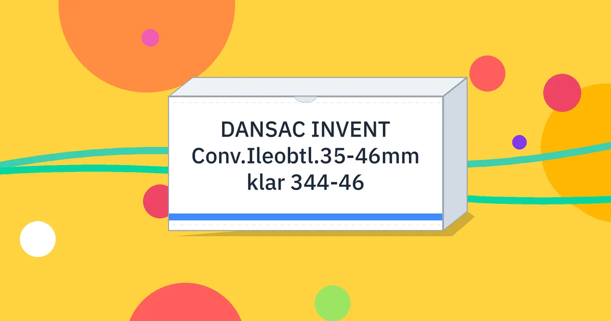 Symbolbild: Packung mit der Aufschrift DANSAC INVENT Conv.Ileobtl.35-46mm klar 344-46 (PZN 01065993) – Verfügbarkeit und Bezug in Apotheken in Frankfurt am Main