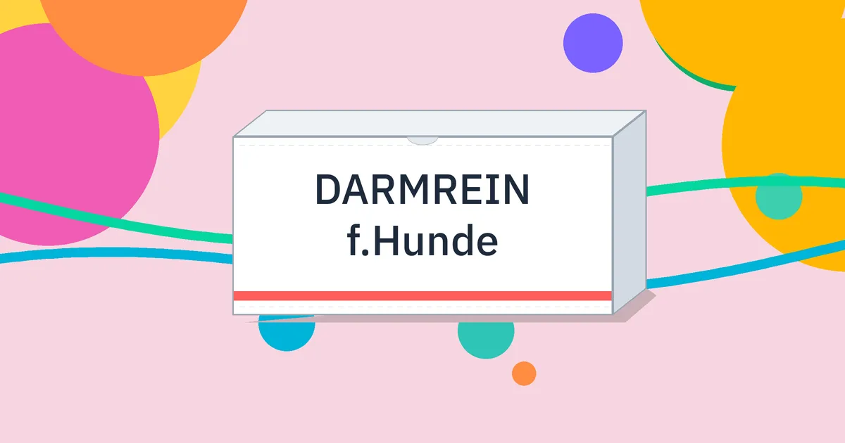 Symbolbild: Packung mit der Aufschrift DARMREIN f.Hunde (PZN 09331394) – Verfügbarkeit und Bezug in Apotheken in Frankfurt am Main