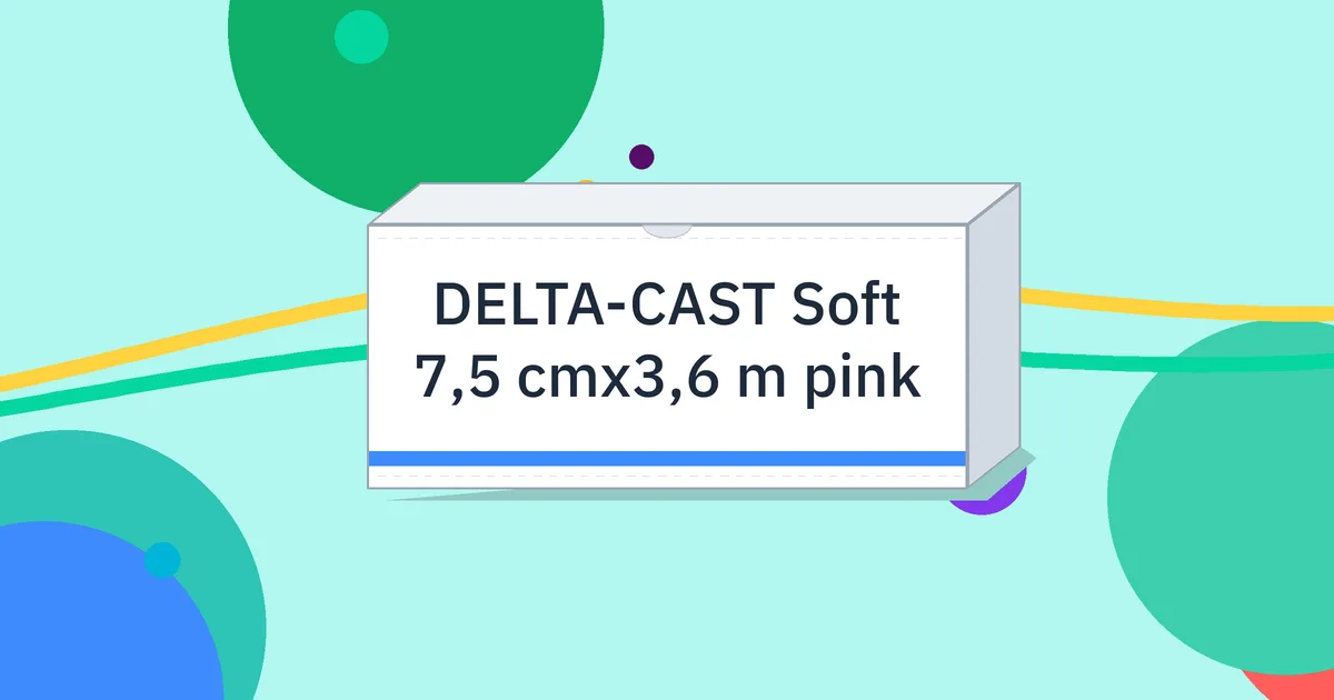 Symbolbild: Packung mit der Aufschrift DELTA-CAST Soft 7,5 cmx3,6 m pink (PZN 02494897) – Verfügbarkeit und Bezug in Apotheken in Frankfurt am Main