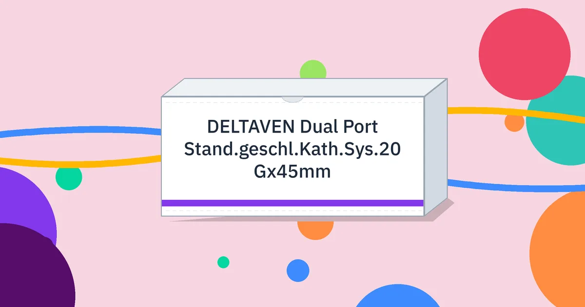 Symbolbild: Packung mit der Aufschrift DELTAVEN Dual Port Stand.geschl.Kath.Sys.20 Gx45mm (PZN 18873562) – Verfügbarkeit und Bezug in Apotheken in Frankfurt am Main