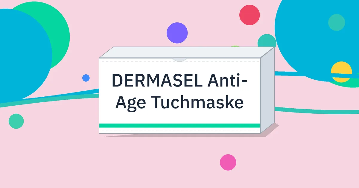 Symbolbild: Packung mit der Aufschrift DERMASEL Anti-Age Tuchmaske (PZN 17587802) – Verfügbarkeit und Bezug in Apotheken in Frankfurt am Main