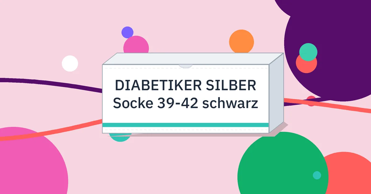 Symbolbild: Packung mit der Aufschrift DIABETIKER SILBER Socke 39-42 schwarz (PZN 04214666) – Verfügbarkeit und Bezug in Apotheken in Frankfurt am Main