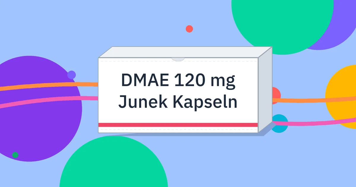 Symbolbild: Packung mit der Aufschrift DMAE 120 mg Junek Kapseln (PZN 10829538) – Verfügbarkeit und Bezug in Apotheken in Frankfurt am Main