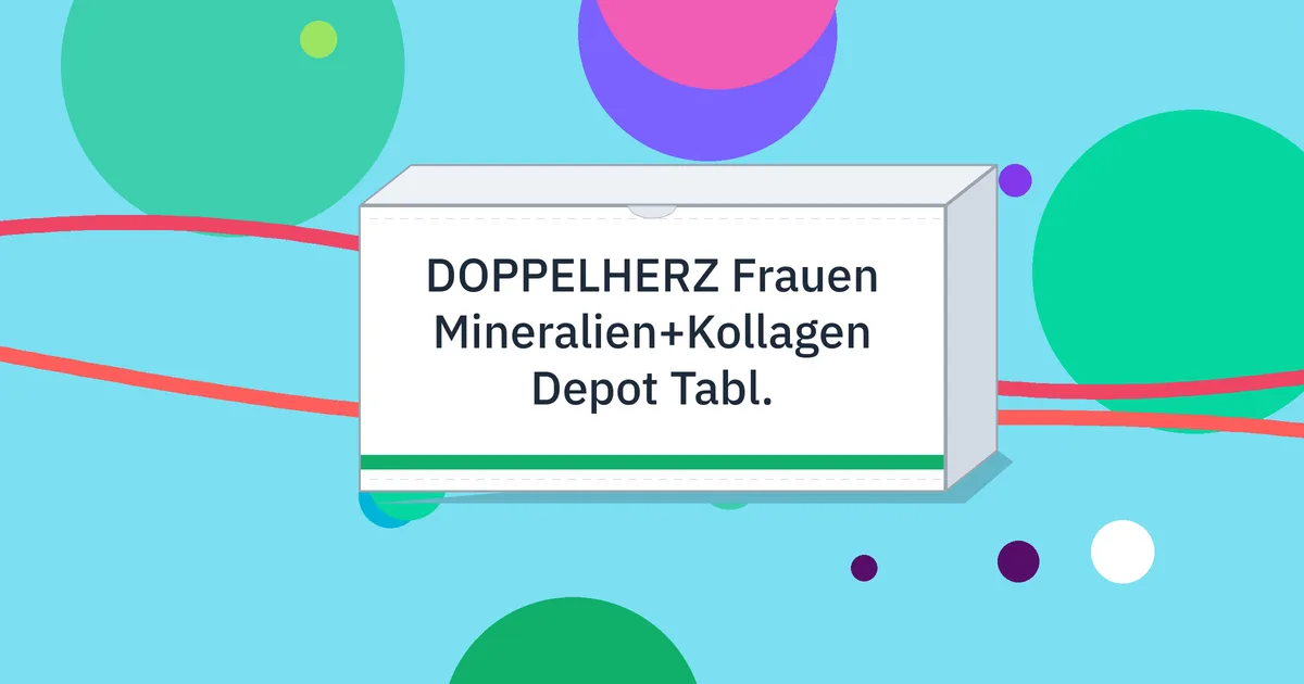Symbolbild: Packung mit der Aufschrift DOPPELHERZ Frauen Mineralien+Kollagen Depot Tabl. (PZN 16747617) – Verfügbarkeit und Bezug in Apotheken in Frankfurt am Main