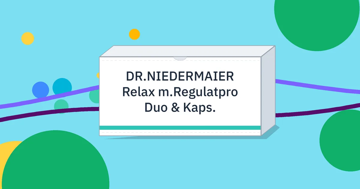 Symbolbild: Packung mit der Aufschrift DR.NIEDERMAIER Relax m.Regulatpro Duo & Kaps. (PZN 19481545) – Verfügbarkeit und Bezug in Apotheken in Frankfurt am Main