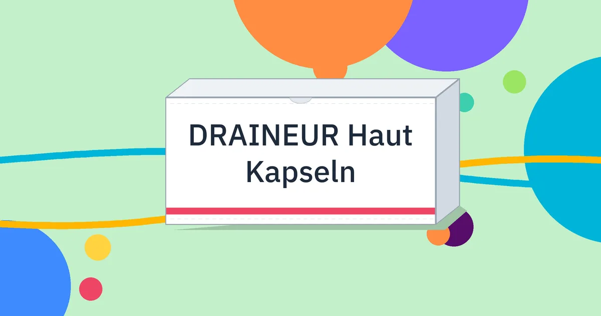 Symbolbild: Packung mit der Aufschrift DRAINEUR Haut Kapseln (PZN 01404171) – Verfügbarkeit und Bezug in Apotheken in Frankfurt am Main