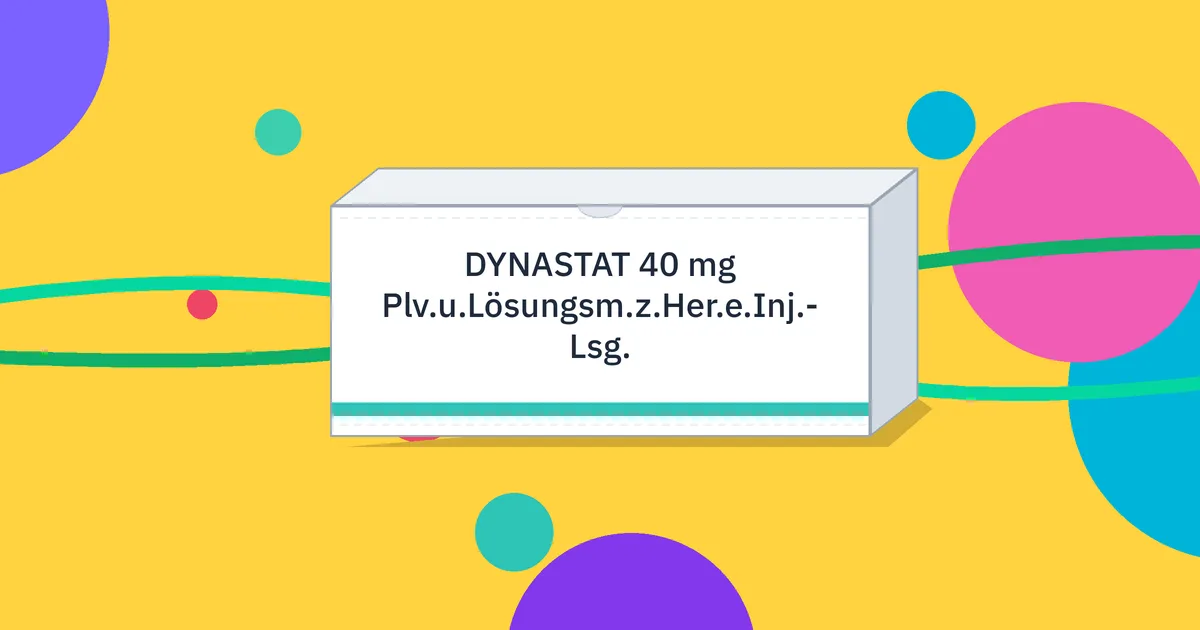 Symbolbild: Packung mit der Aufschrift DYNASTAT 40 mg Plv.u.Lösungsm.z.Her.e.Inj.-Lsg. (PZN 10040638) – Verfügbarkeit und Bezug in Apotheken in Frankfurt am Main