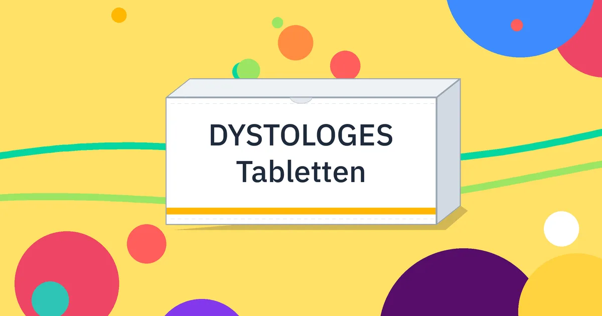 Symbolbild: Packung mit der Aufschrift DYSTOLOGES Tabletten (PZN 12346471) – Verfügbarkeit und Bezug in Apotheken in Frankfurt am Main