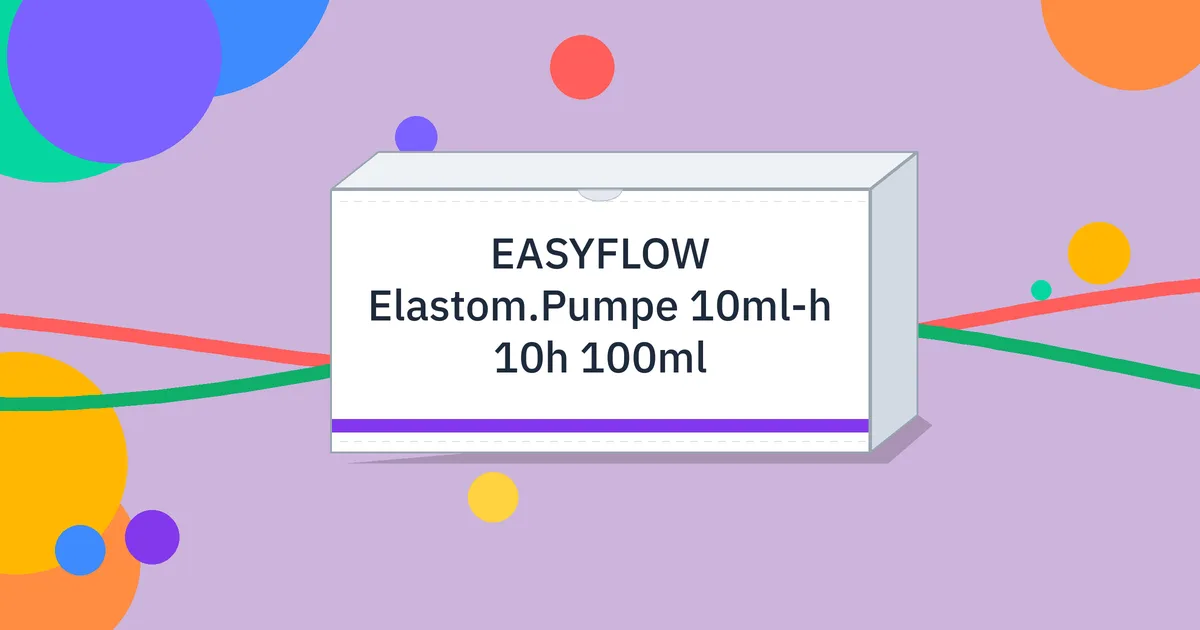 Symbolbild: Packung mit der Aufschrift EASYFLOW Elastom.Pumpe 10ml-h 10h 100ml (PZN 18095544) – Verfügbarkeit und Bezug in Apotheken in Frankfurt am Main