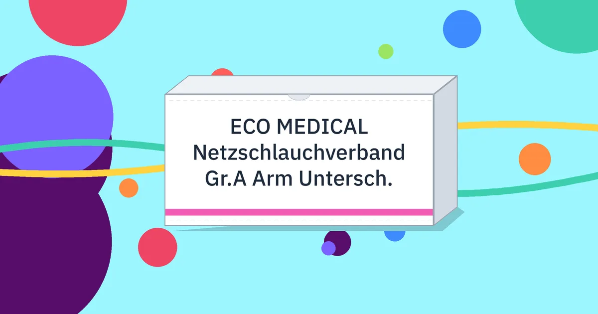 Symbolbild: Packung mit der Aufschrift ECO MEDICAL Netzschlauchverband Gr.A Arm Untersch. (PZN 00745639) – Verfügbarkeit und Bezug in Apotheken in Frankfurt am Main