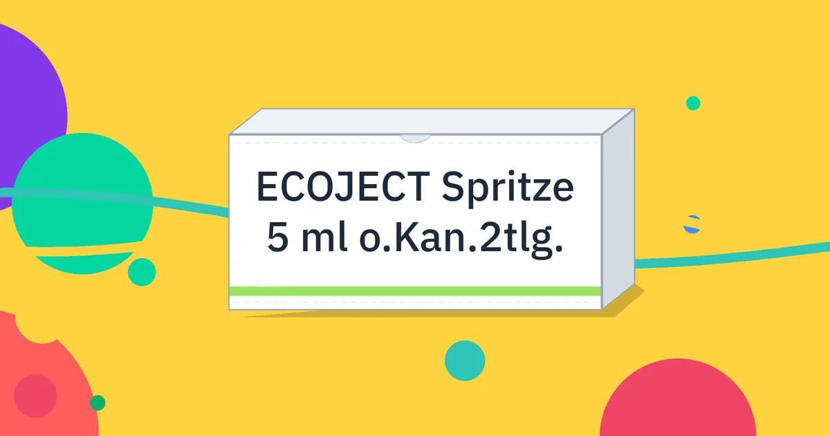 Symbolbild: Packung mit der Aufschrift ECOJECT Spritze 5 ml o.Kan.2tlg. (PZN 19452934) – Verfügbarkeit und Bezug in Apotheken in Frankfurt am Main