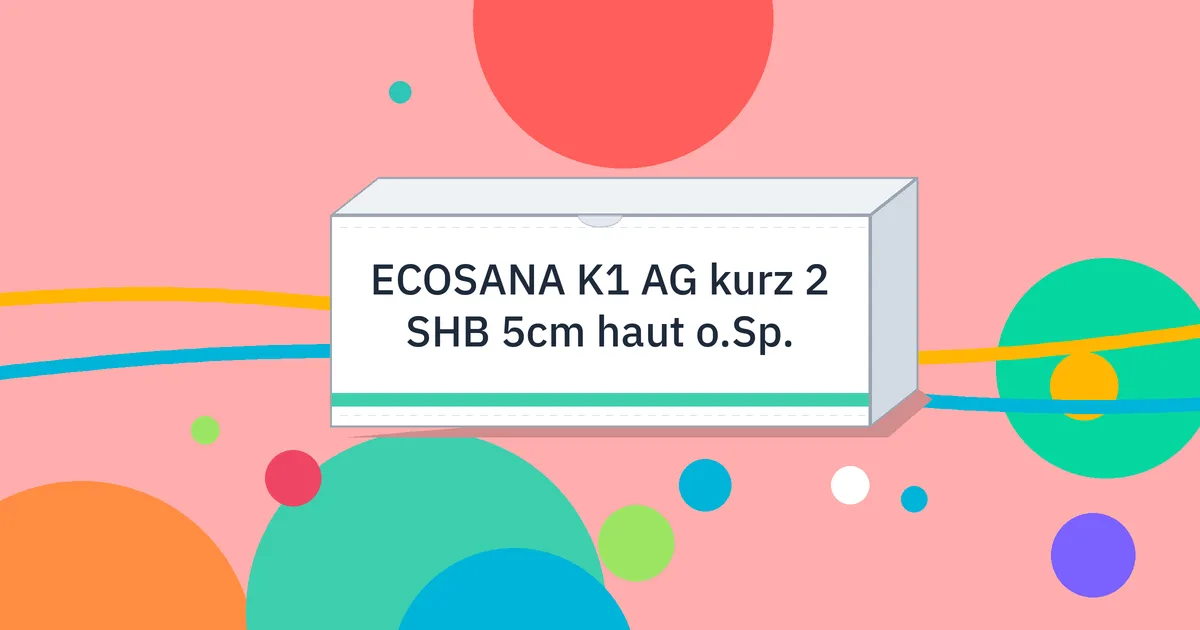 Symbolbild: Packung mit der Aufschrift ECOSANA K1 AG kurz 2 SHB 5cm haut o.Sp. (PZN 04726975) – Verfügbarkeit und Bezug in Apotheken in Frankfurt am Main
