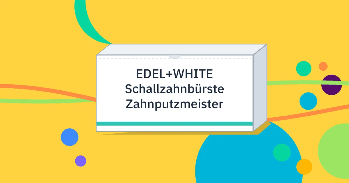 Symbolbild: Packung mit der Aufschrift EDEL+WHITE Schallzahnbürste Zahnputzmeister (PZN 18231875) – Verfügbarkeit und Bezug in Apotheken in Frankfurt am Main