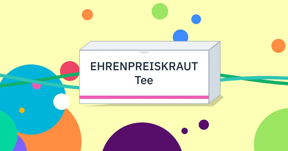 Symbolbild: Packung mit der Aufschrift EHRENPREISKRAUT Tee (PZN 20278542) – Verfügbarkeit und Bezug in Apotheken in Frankfurt am Main