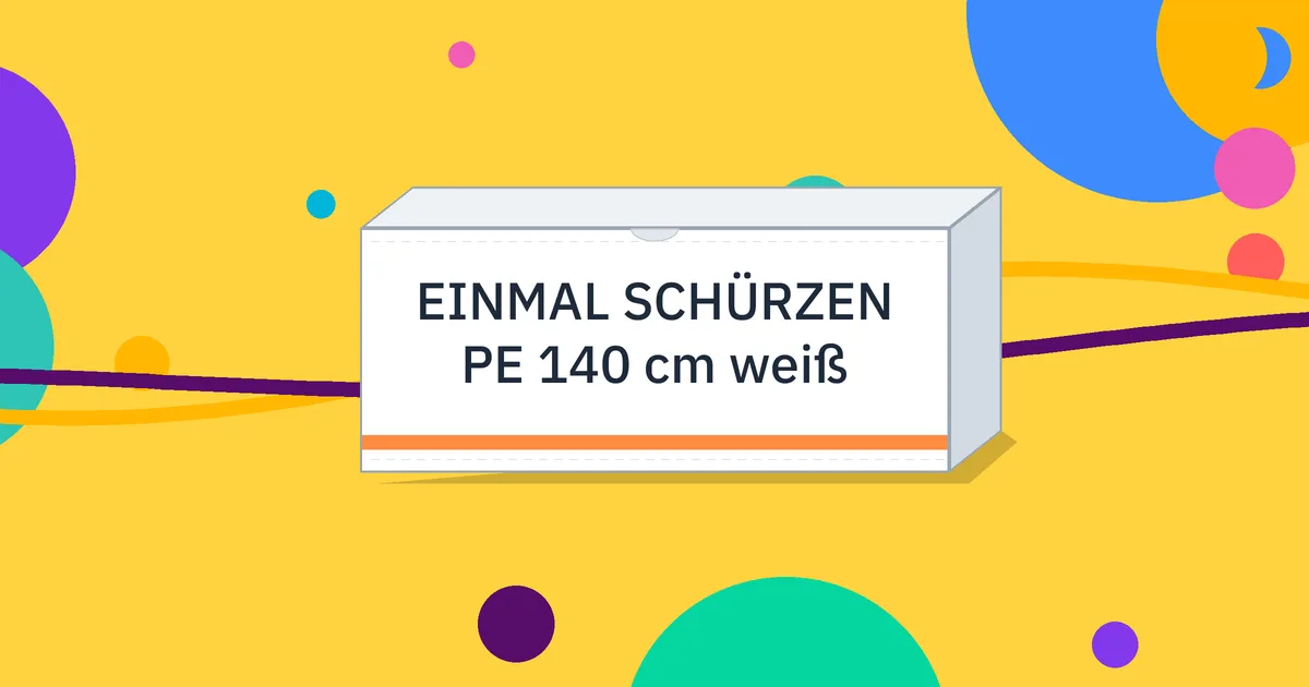 Symbolbild: Packung mit der Aufschrift EINMAL SCHÜRZEN PE 140 cm weiß (PZN 04353468) – Verfügbarkeit und Bezug in Apotheken in Frankfurt am Main