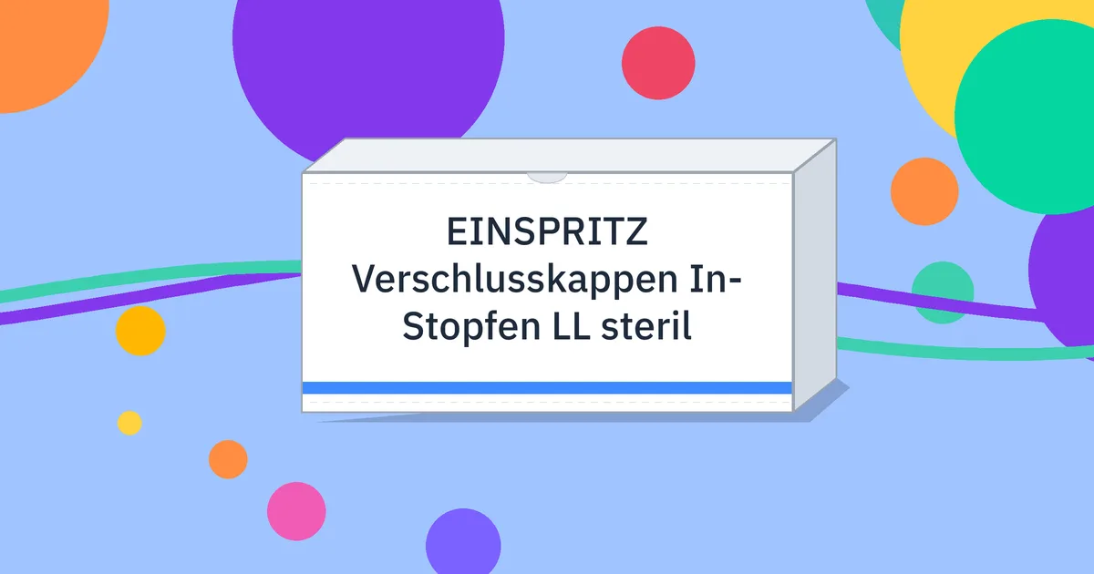 Symbolbild: Packung mit der Aufschrift EINSPRITZ Verschlusskappen In-Stopfen LL steril (PZN 09291559) – Verfügbarkeit und Bezug in Apotheken in Frankfurt am Main