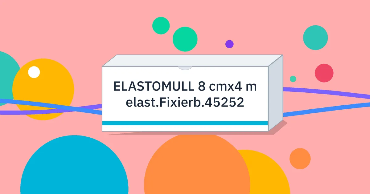 Symbolbild: Packung mit der Aufschrift ELASTOMULL 8 cmx4 m elast.Fixierb.45252 (PZN 17451623) – Verfügbarkeit und Bezug in Apotheken in Frankfurt am Main