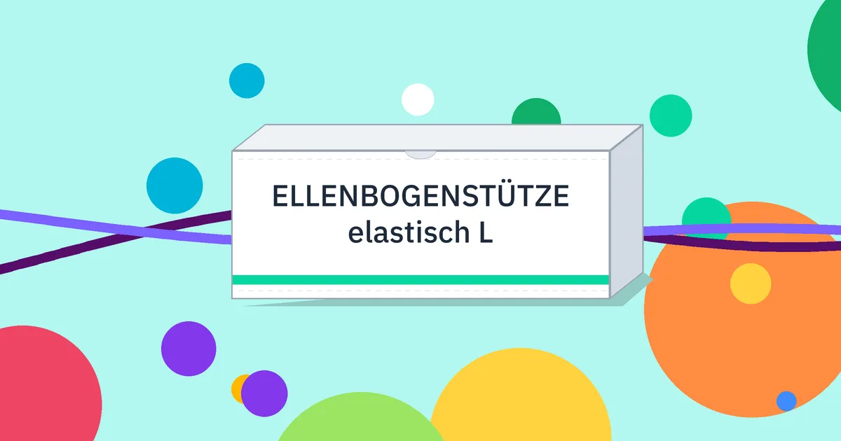 Symbolbild: Packung mit der Aufschrift ELLENBOGENSTÜTZE elastisch L (PZN 19069566) – Verfügbarkeit und Bezug in Apotheken in Frankfurt am Main
