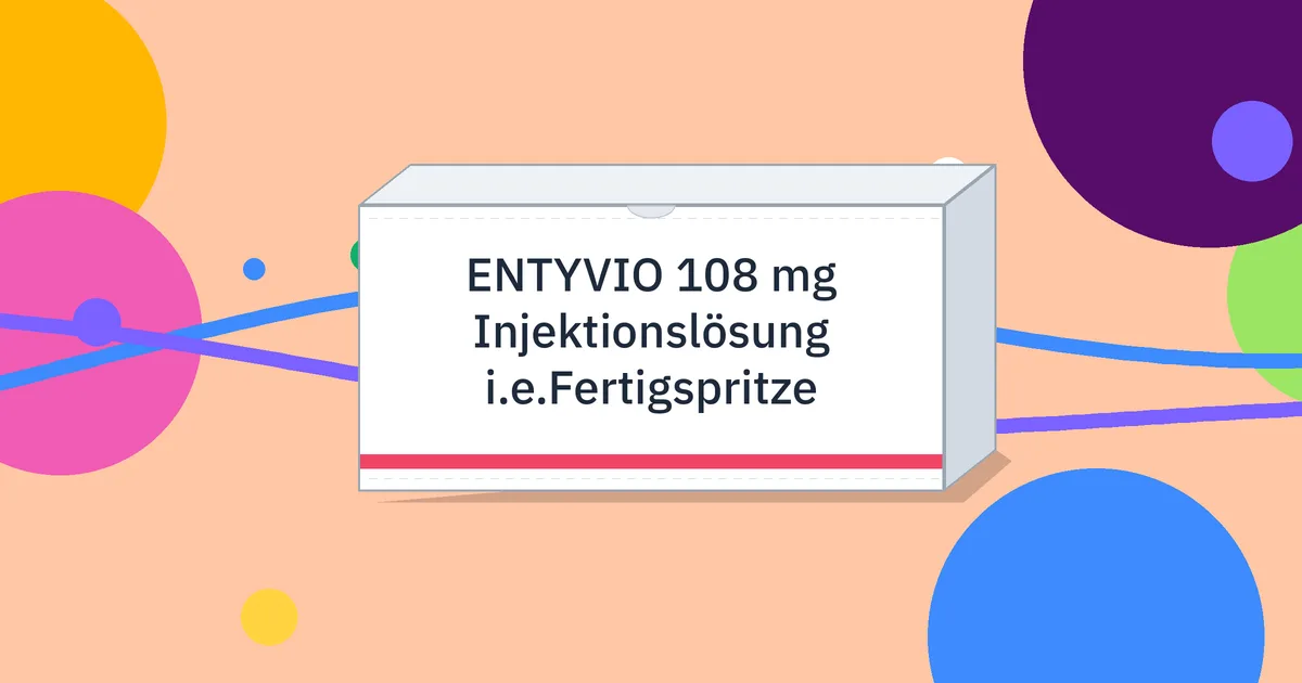 Symbolbild: Packung mit der Aufschrift ENTYVIO 108 mg Injektionslösung i.e.Fertigspritze (PZN 17825012) – Verfügbarkeit und Bezug in Apotheken in Frankfurt am Main