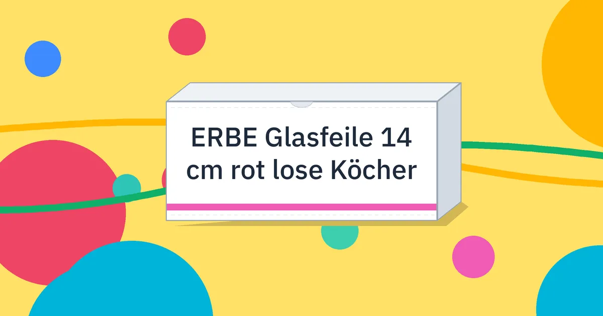 Symbolbild: Packung mit der Aufschrift ERBE Glasfeile 14 cm rot lose Köcher (PZN 20545948) – Verfügbarkeit und Bezug in Apotheken in Frankfurt am Main