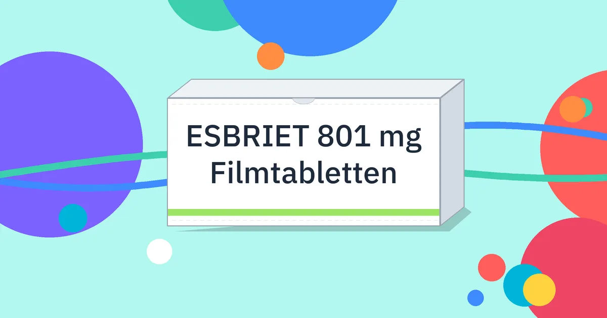 Symbolbild: Packung mit der Aufschrift ESBRIET 801 mg Filmtabletten (PZN 19393060) – Verfügbarkeit und Bezug in Apotheken in Frankfurt am Main