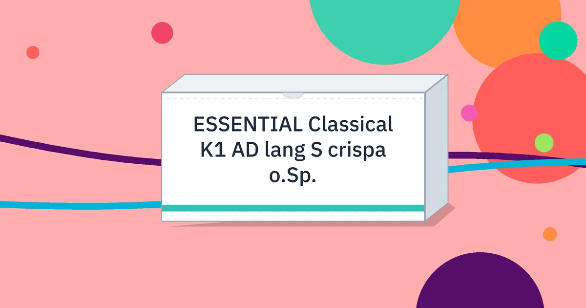 Symbolbild: Packung mit der Aufschrift ESSENTIAL Classical K1 AD lang S crispa o.Sp. (PZN 17000820) – Verfügbarkeit und Bezug in Apotheken in Frankfurt am Main