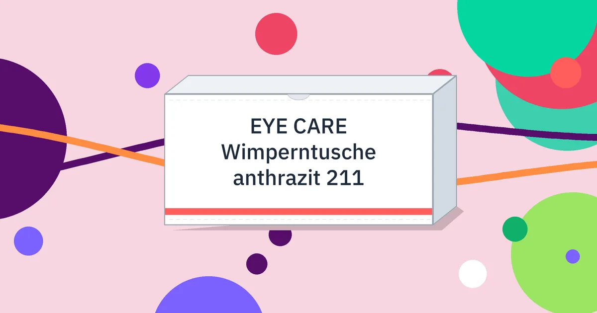Symbolbild: Packung mit der Aufschrift EYE CARE Wimperntusche anthrazit 211 (PZN 07658228) – Verfügbarkeit und Bezug in Apotheken in Frankfurt am Main