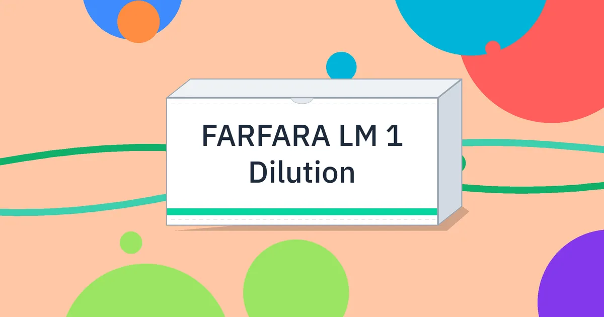 Symbolbild: Packung mit der Aufschrift FARFARA LM 1 Dilution (PZN 13487280) – Verfügbarkeit und Bezug in Apotheken in Frankfurt am Main