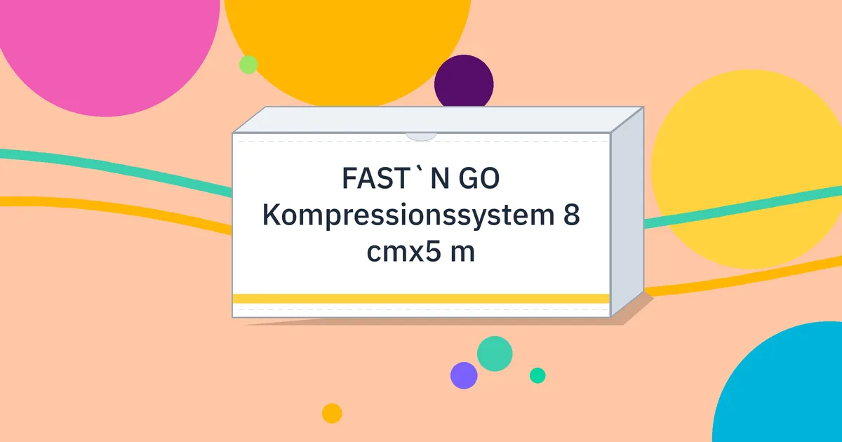 Symbolbild: Packung mit der Aufschrift FAST`N GO Kompressionssystem 8 cmx5 m (PZN 14819293) – Verfügbarkeit und Bezug in Apotheken in Frankfurt am Main
