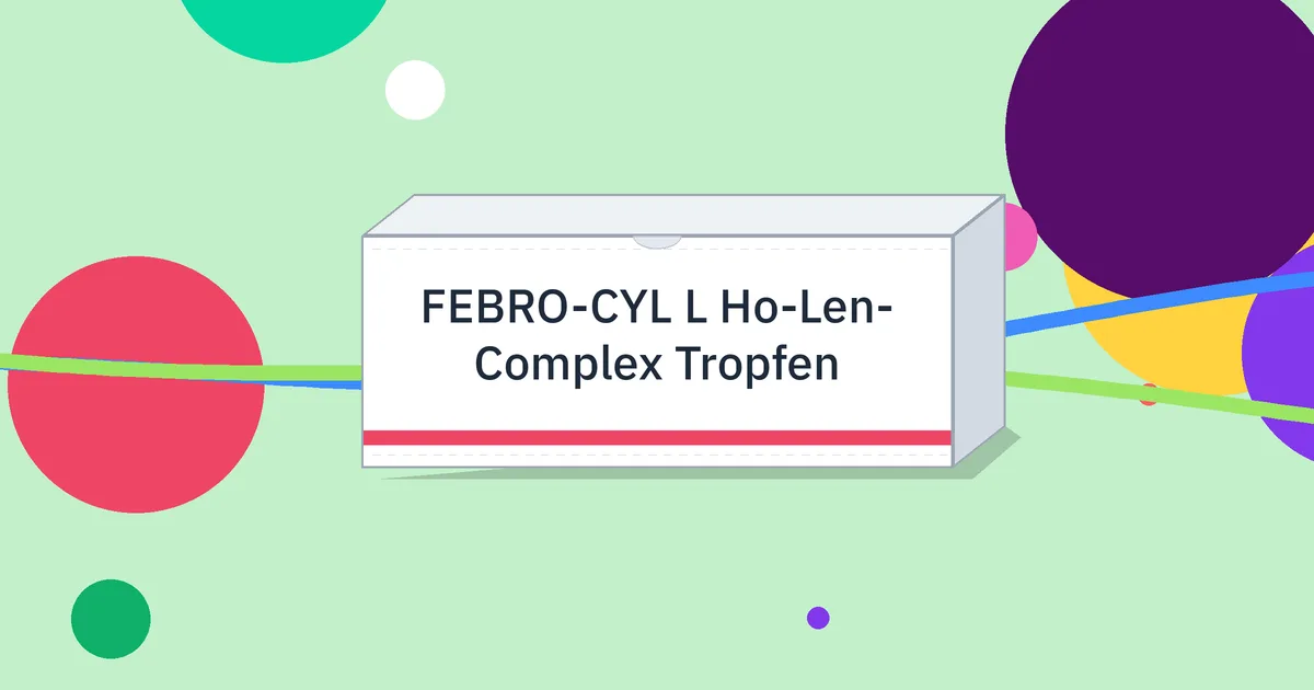 Symbolbild: Packung mit der Aufschrift FEBRO-CYL L Ho-Len-Complex Tropfen (PZN 03394979) – Verfügbarkeit und Bezug in Apotheken in Frankfurt am Main