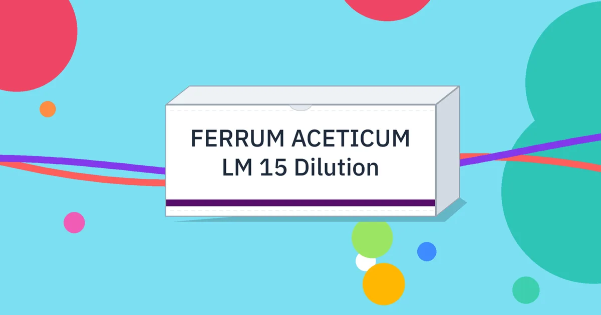 Symbolbild: Packung mit der Aufschrift FERRUM ACETICUM LM 15 Dilution (PZN 13488374) – Verfügbarkeit und Bezug in Apotheken in Frankfurt am Main