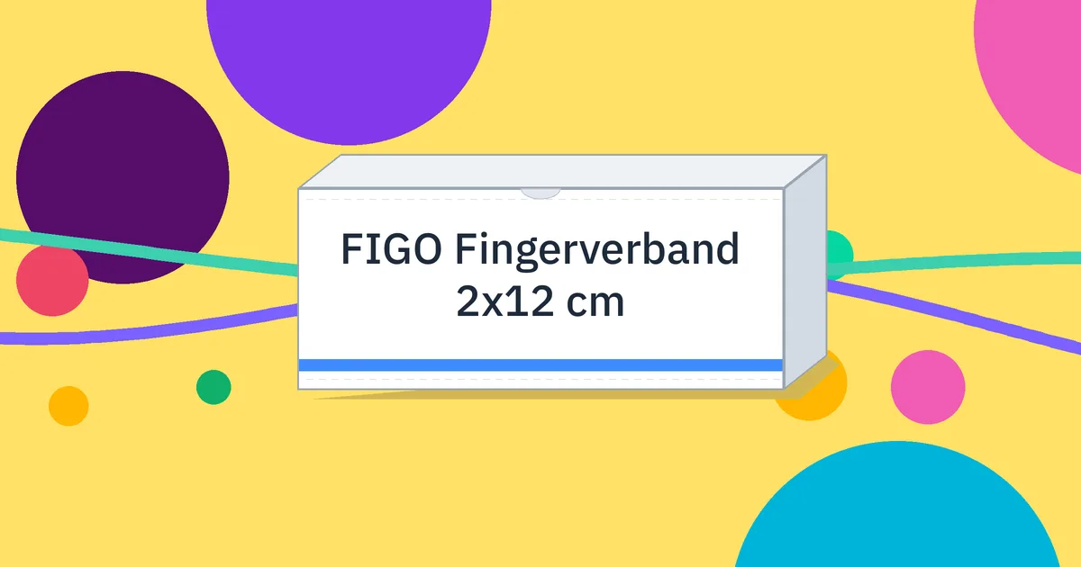 Symbolbild: Packung mit der Aufschrift FIGO Fingerverband 2x12 cm (PZN 19434847) – Verfügbarkeit und Bezug in Apotheken in Frankfurt am Main