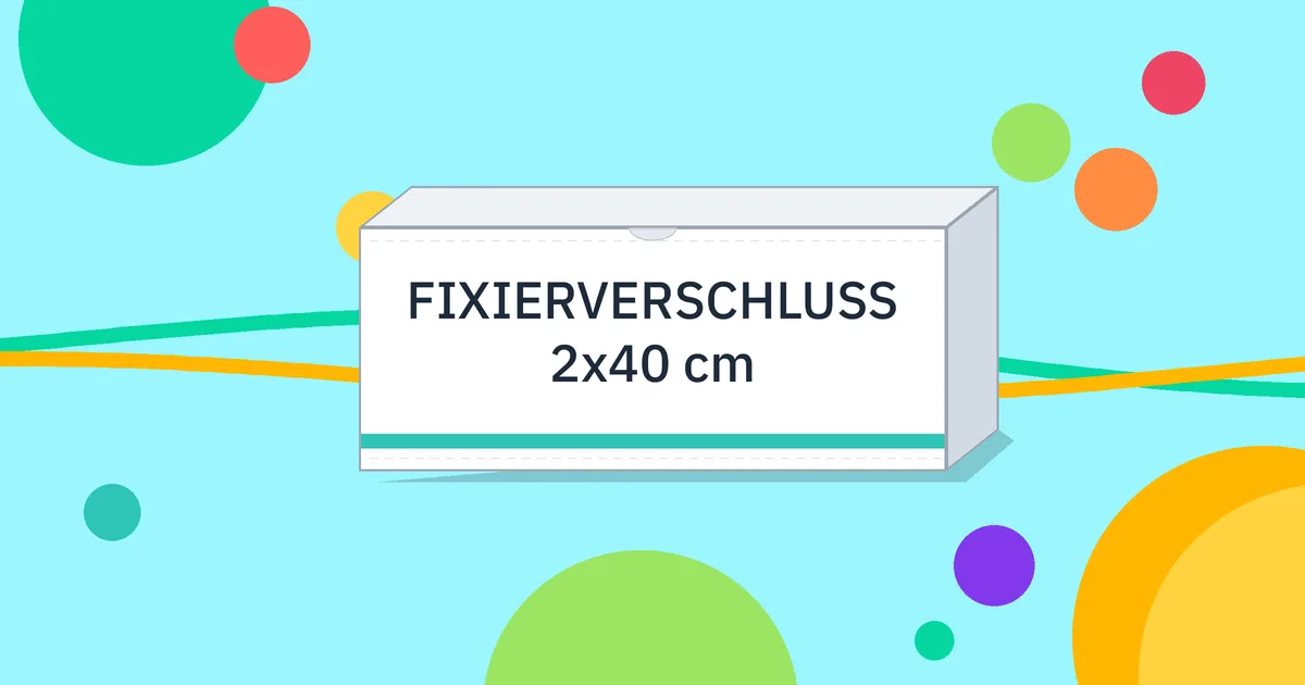 Symbolbild: Packung mit der Aufschrift FIXIERVERSCHLUSS 2x40 cm (PZN 00033577) – Verfügbarkeit und Bezug in Apotheken in Frankfurt am Main