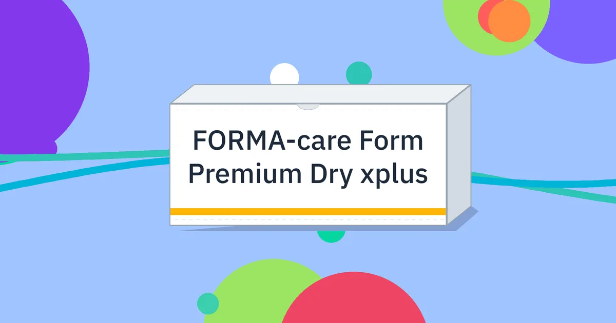 Symbolbild: Packung mit der Aufschrift FORMA-care Form Premium Dry xplus (PZN 08459726) – Verfügbarkeit und Bezug in Apotheken in Frankfurt am Main