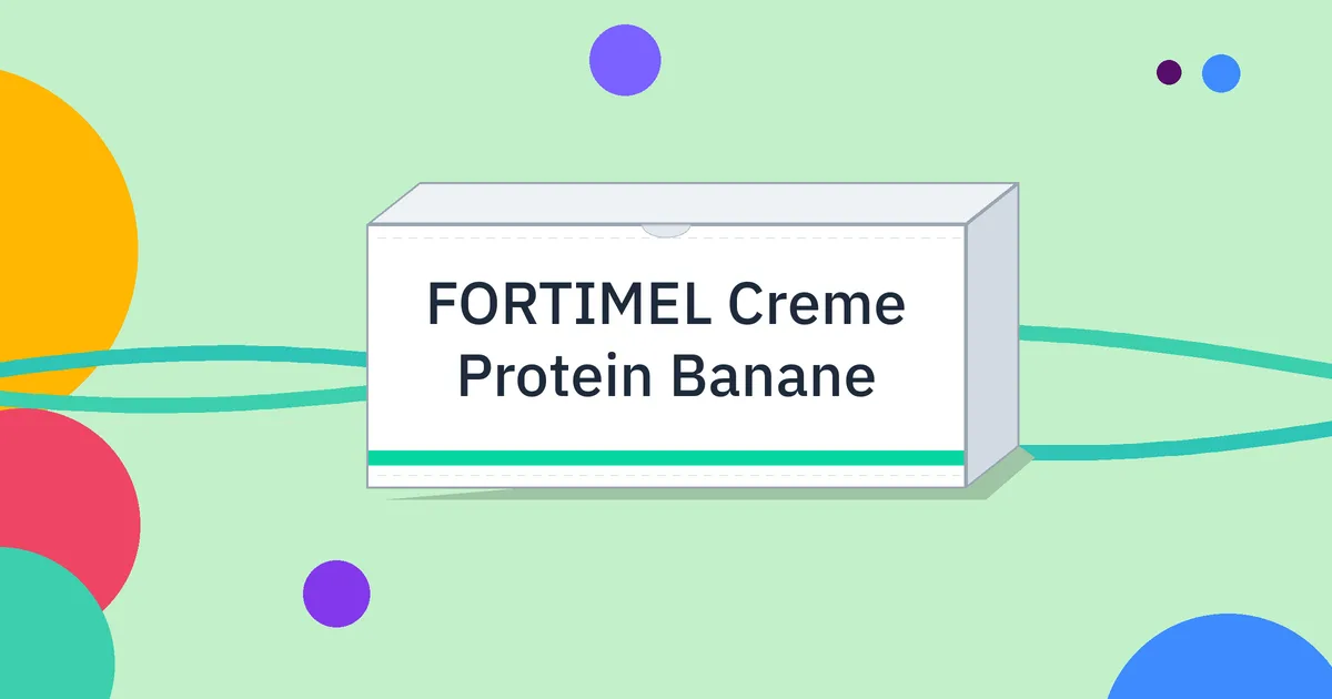 Symbolbild: Packung mit der Aufschrift FORTIMEL Creme Protein Banane (PZN 19771970) – Verfügbarkeit und Bezug in Apotheken in Frankfurt am Main
