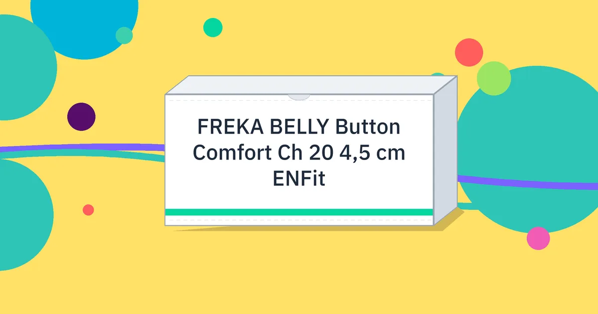 Symbolbild: Packung mit der Aufschrift FREKA BELLY Button Comfort Ch 20 4,5 cm ENFit (PZN 11486980) – Verfügbarkeit und Bezug in Apotheken in Frankfurt am Main