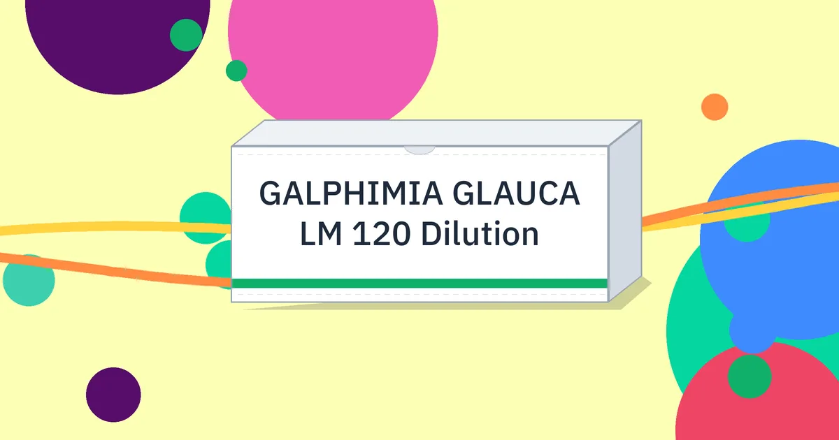 Symbolbild: Packung mit der Aufschrift GALPHIMIA GLAUCA LM 120 Dilution (PZN 12875614) – Verfügbarkeit und Bezug in Apotheken in Frankfurt am Main
