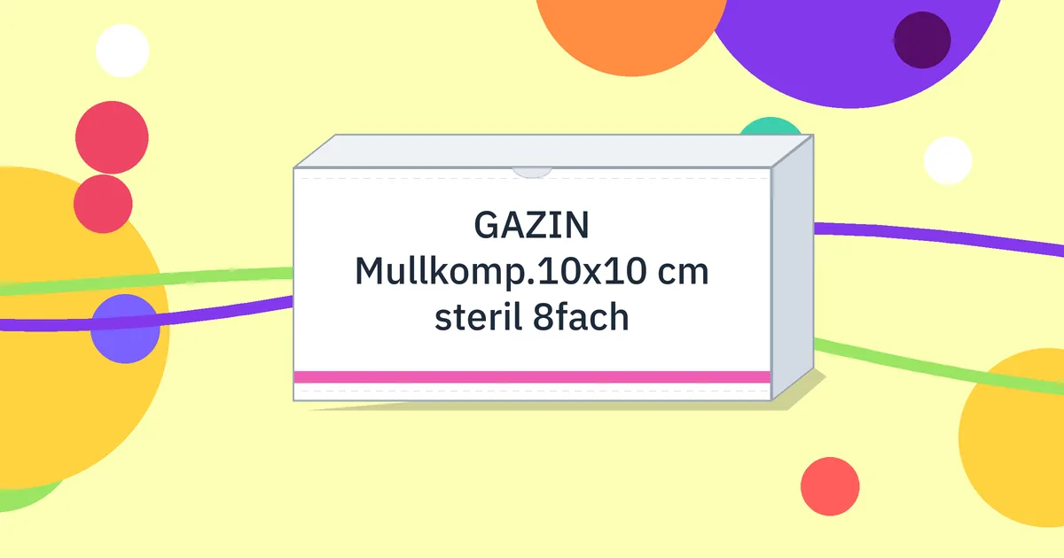 Symbolbild: Packung mit der Aufschrift GAZIN Mullkomp.10x10 cm steril 8fach (PZN 17831863) – Verfügbarkeit und Bezug in Apotheken in Frankfurt am Main