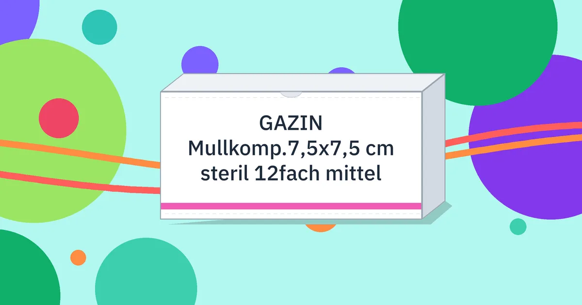 Symbolbild: Packung mit der Aufschrift GAZIN Mullkomp.7,5x7,5 cm steril 12fach mittel (PZN 08788915) – Verfügbarkeit und Bezug in Apotheken in Frankfurt am Main