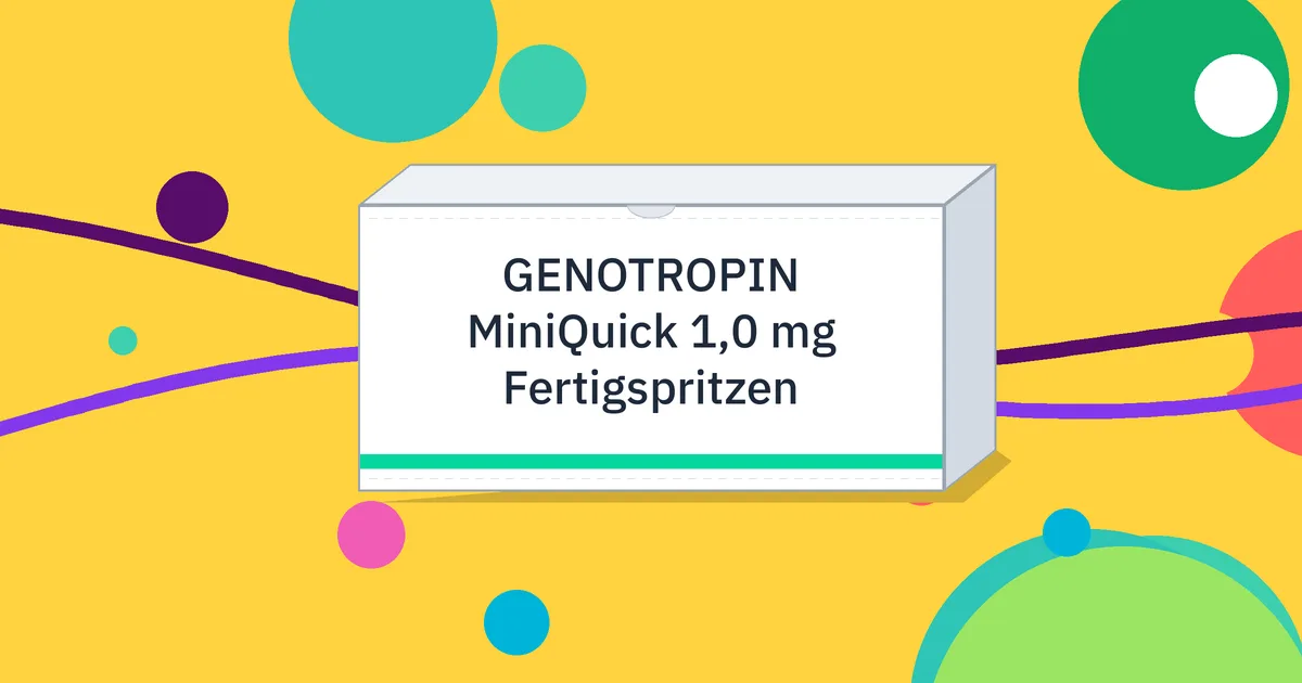 Symbolbild: Packung mit der Aufschrift GENOTROPIN MiniQuick 1,0 mg Fertigspritzen (PZN 08630628) – Verfügbarkeit und Bezug in Apotheken in Frankfurt am Main