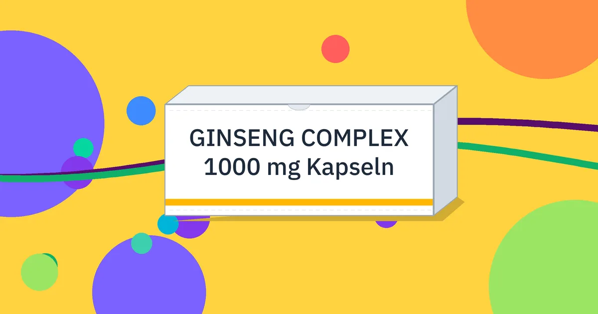 Symbolbild: Packung mit der Aufschrift GINSENG COMPLEX 1000 mg Kapseln (PZN 05375822) – Verfügbarkeit und Bezug in Apotheken in Frankfurt am Main