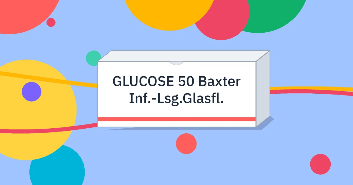 Symbolbild: Packung mit der Aufschrift GLUCOSE 50 Baxter Inf.-Lsg.Glasfl. (PZN 06305373) – Verfügbarkeit und Bezug in Apotheken in Frankfurt am Main