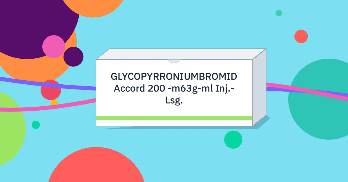 Symbolbild: Packung mit der Aufschrift GLYCOPYRRONIUMBROMID Accord 200 -m63g-ml Inj.-Lsg. (PZN 11649123) – Verfügbarkeit und Bezug in Apotheken in Frankfurt am Main