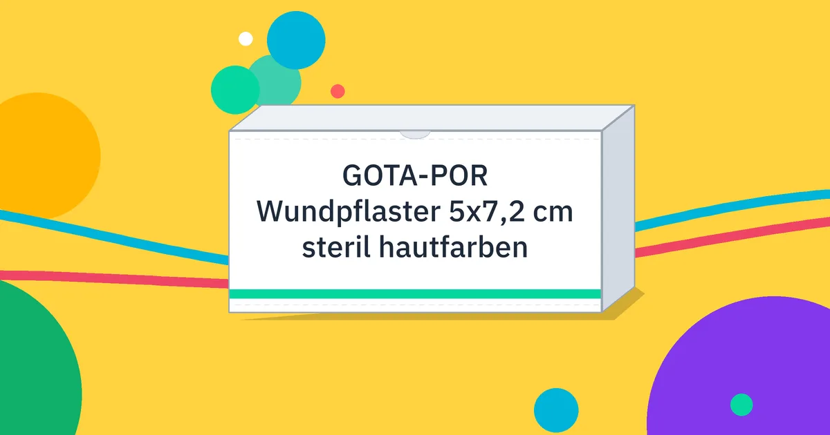 Symbolbild: Packung mit der Aufschrift GOTA-POR Wundpflaster 5x7,2 cm steril hautfarben (PZN 11240345) – Verfügbarkeit und Bezug in Apotheken in Frankfurt am Main