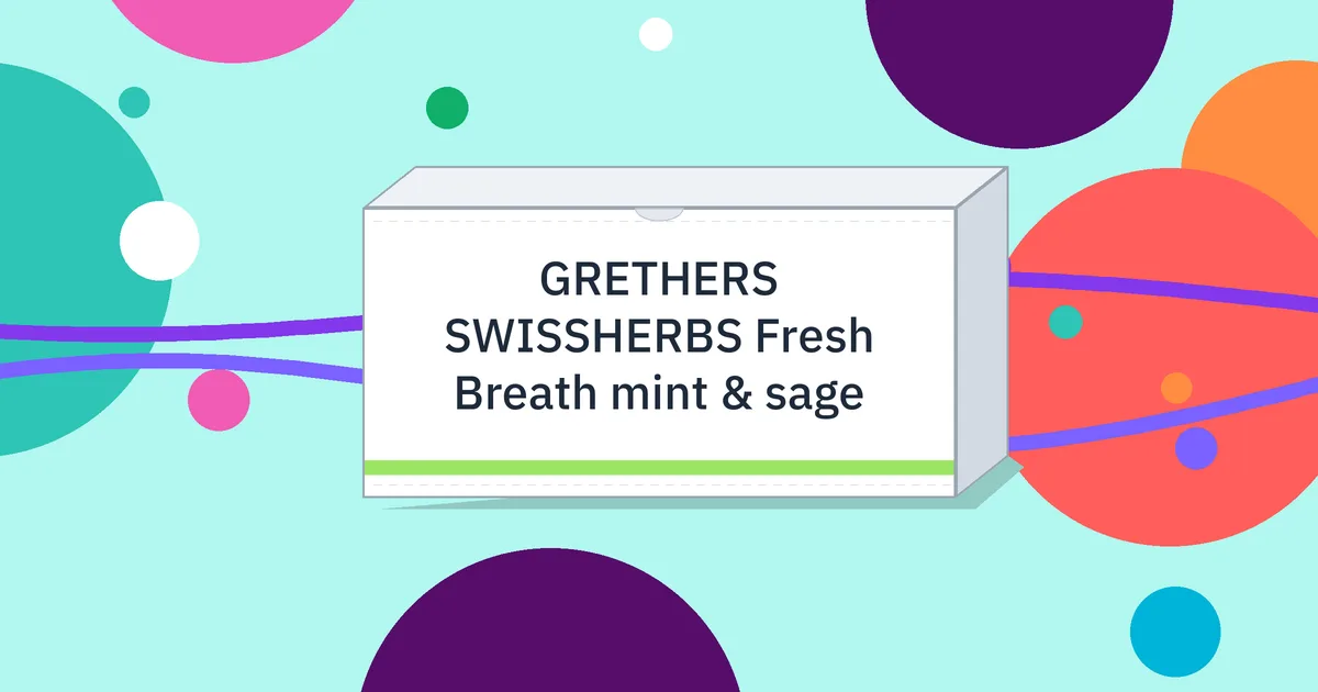 Symbolbild: Packung mit der Aufschrift GRETHERS SWISSHERBS Fresh Breath mint & sage (PZN 16901277) – Verfügbarkeit und Bezug in Apotheken in Frankfurt am Main