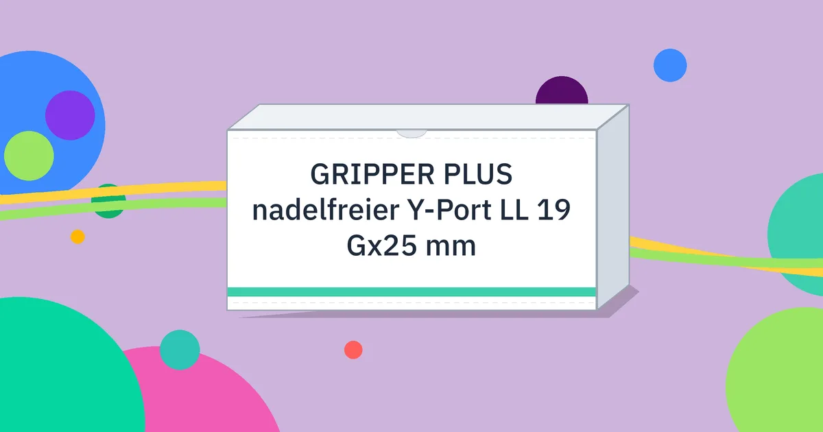 Symbolbild: Packung mit der Aufschrift GRIPPER PLUS nadelfreier Y-Port LL 19 Gx25 mm (PZN 09676294) – Verfügbarkeit und Bezug in Apotheken in Frankfurt am Main