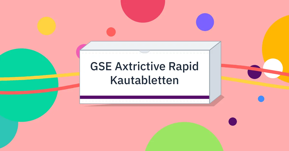 Symbolbild: Packung mit der Aufschrift GSE Axtrictive Rapid Kautabletten (PZN 16200540) – Verfügbarkeit und Bezug in Apotheken in Frankfurt am Main