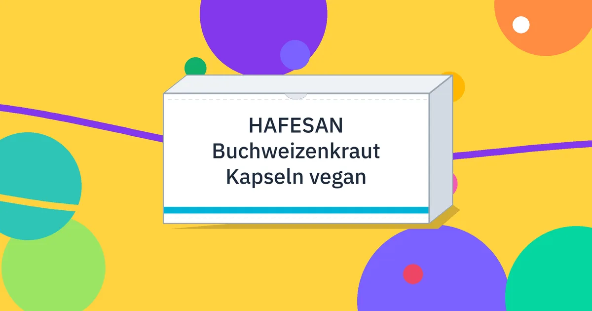 Symbolbild: Packung mit der Aufschrift HAFESAN Buchweizenkraut Kapseln vegan (PZN 20181386) – Verfügbarkeit und Bezug in Apotheken in Frankfurt am Main