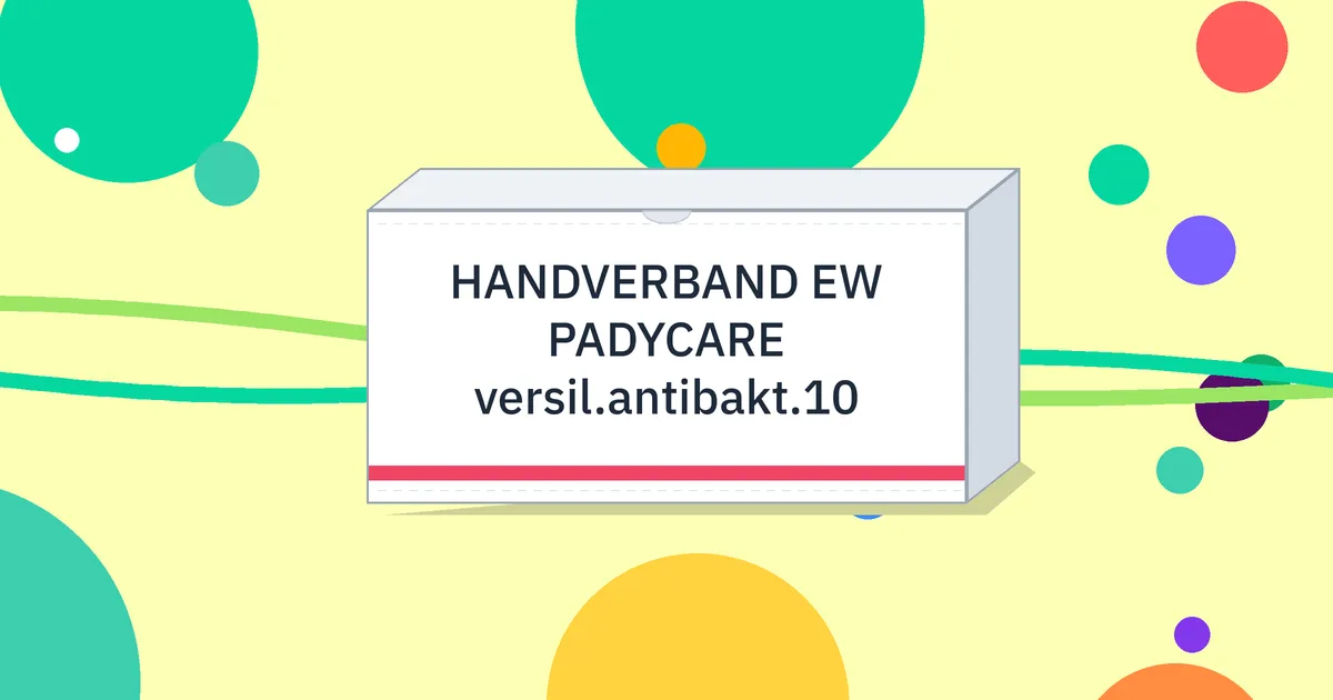 Symbolbild: Packung mit der Aufschrift HANDVERBAND EW PADYCARE versil.antibakt.10 (PZN 10939511) – Verfügbarkeit und Bezug in Apotheken in Frankfurt am Main