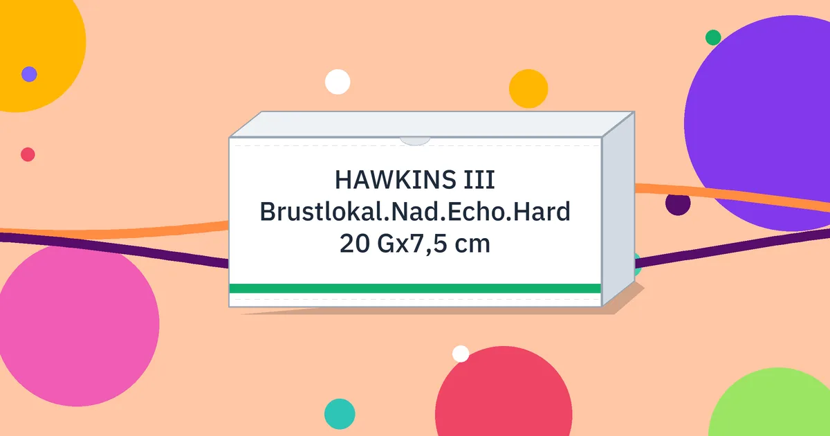 Symbolbild: Packung mit der Aufschrift HAWKINS III Brustlokal.Nad.Echo.Hard 20 Gx7,5 cm (PZN 06772229) – Verfügbarkeit und Bezug in Apotheken in Frankfurt am Main